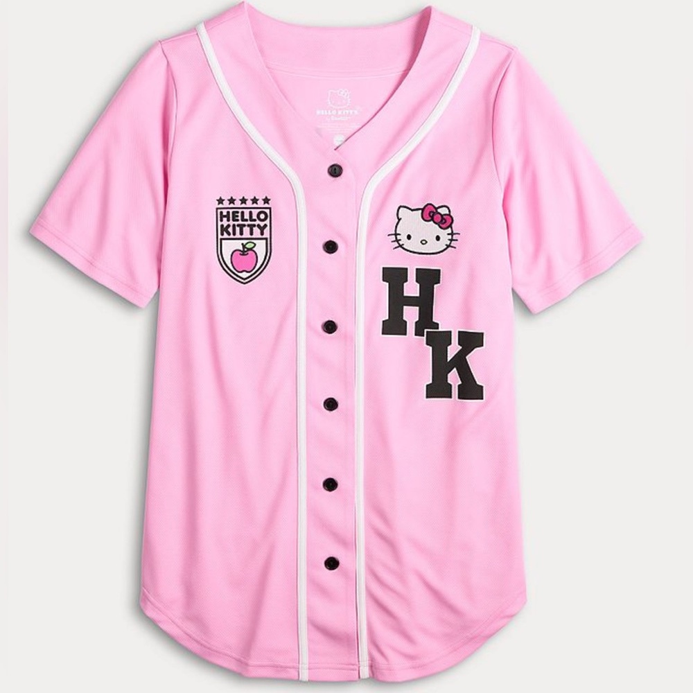 Hello Kitty By Sanrio Pink Baseball Jersey- New - Gem